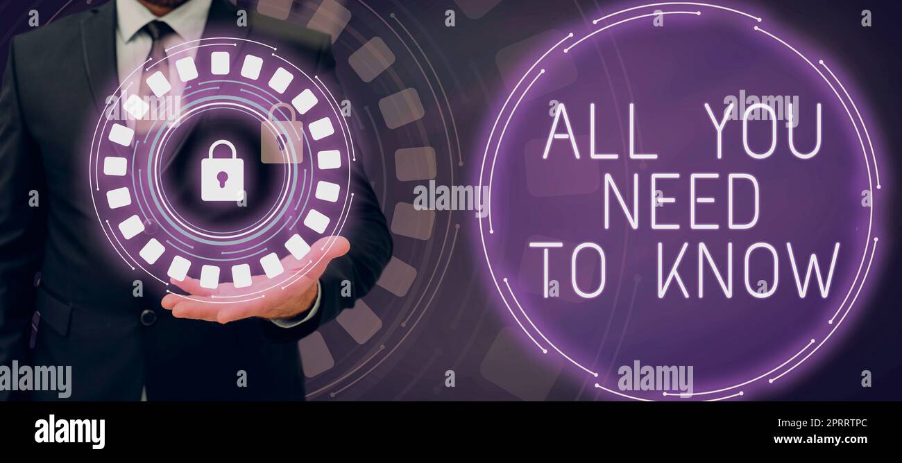 Inspiration showing sign All You Need To Know. Business concept Tell only the Facts and ...