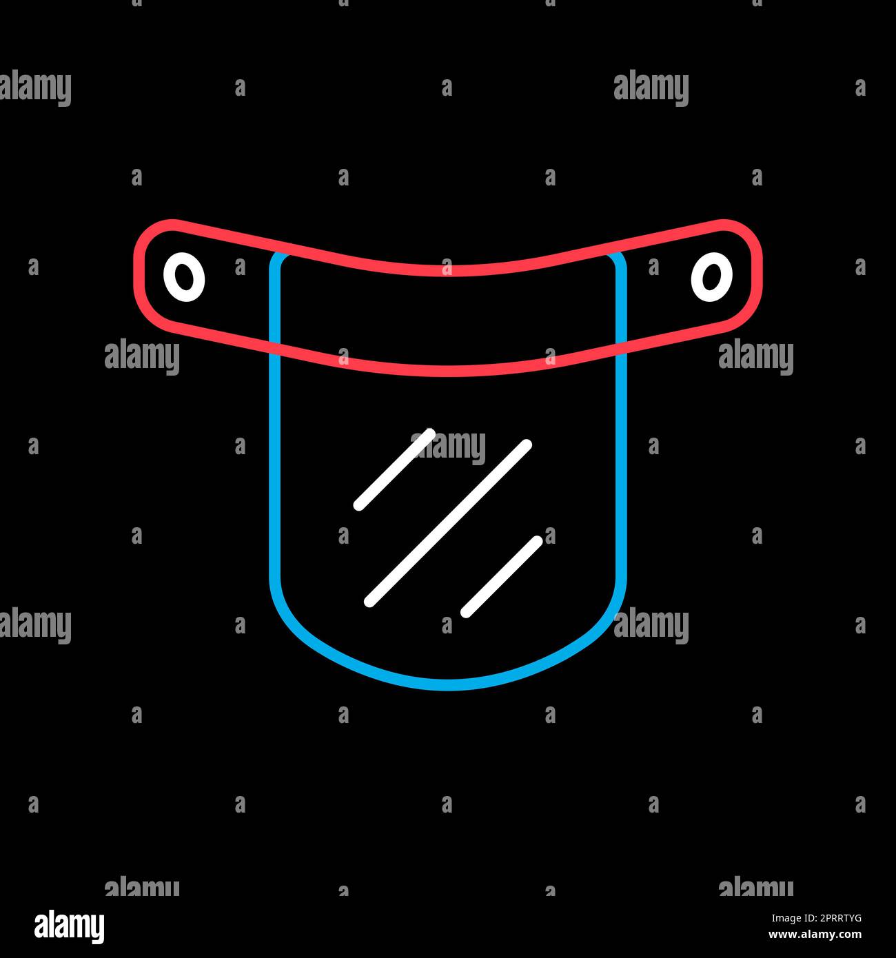 Plastic protective face shield vector flat icon on black background ...