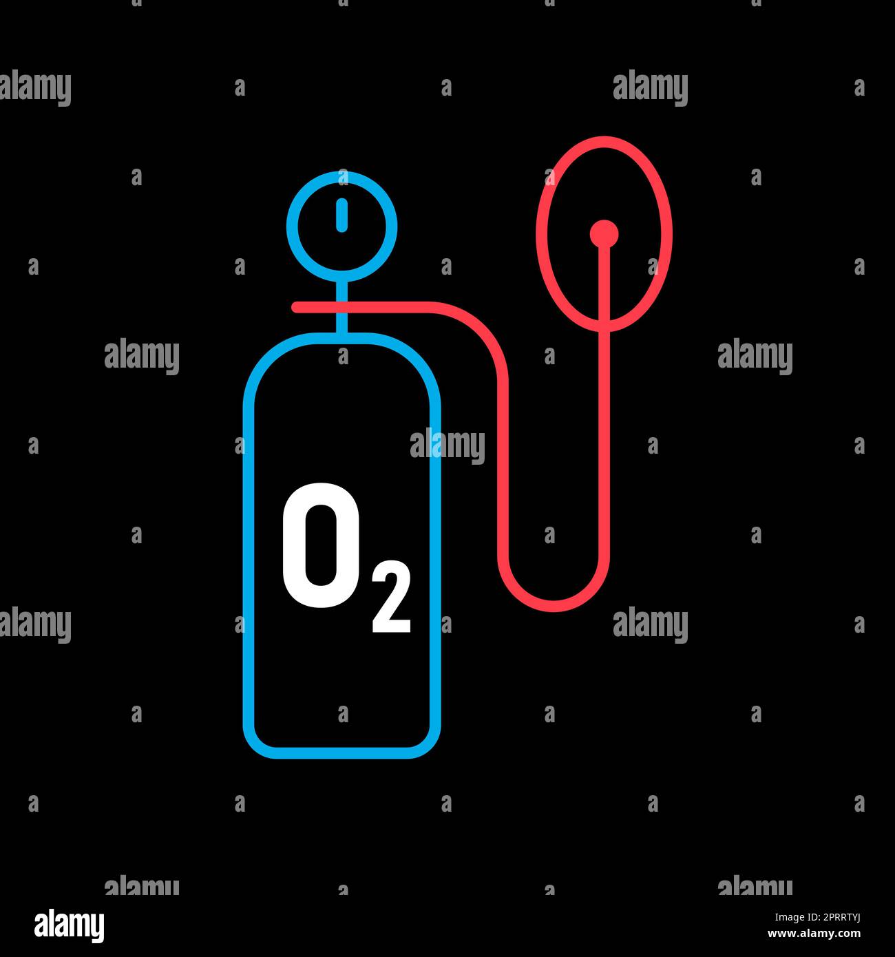 Medical oxygen cylinder vector flat icon on black background. Medical ...