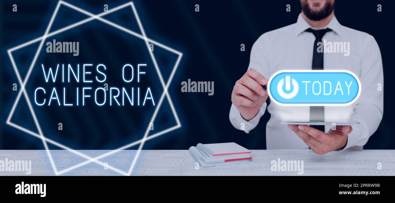 Text caption presenting Wines Of California, Business showcase Best ...