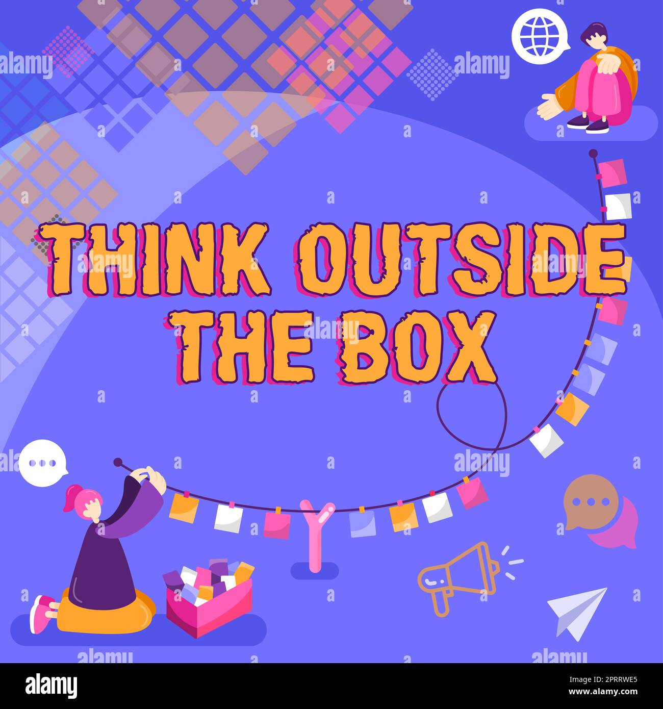 Sign displaying Think Outside The BoxBe unique different ideas bring ...