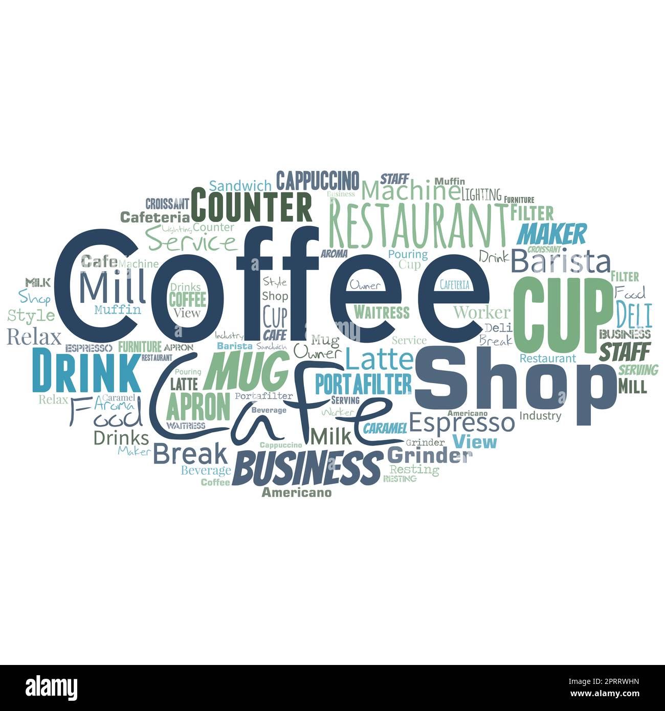 Big oval word cloud with words coffee shop Stock Photo - Alamy