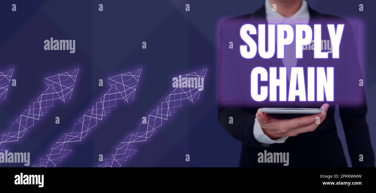 Handwriting text Supply Chain. Internet Concept System of organization ...