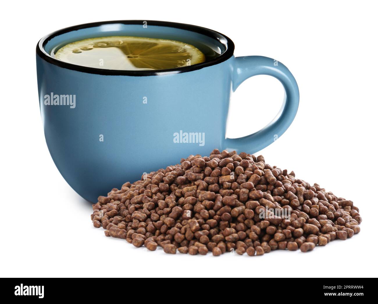 Buckwheat tea with lemon and granules on white background Stock Photo ...