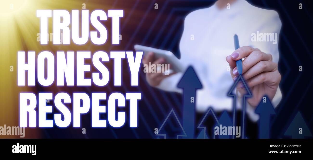 Text showing inspiration Trust Honesty Respect, Business showcase ...