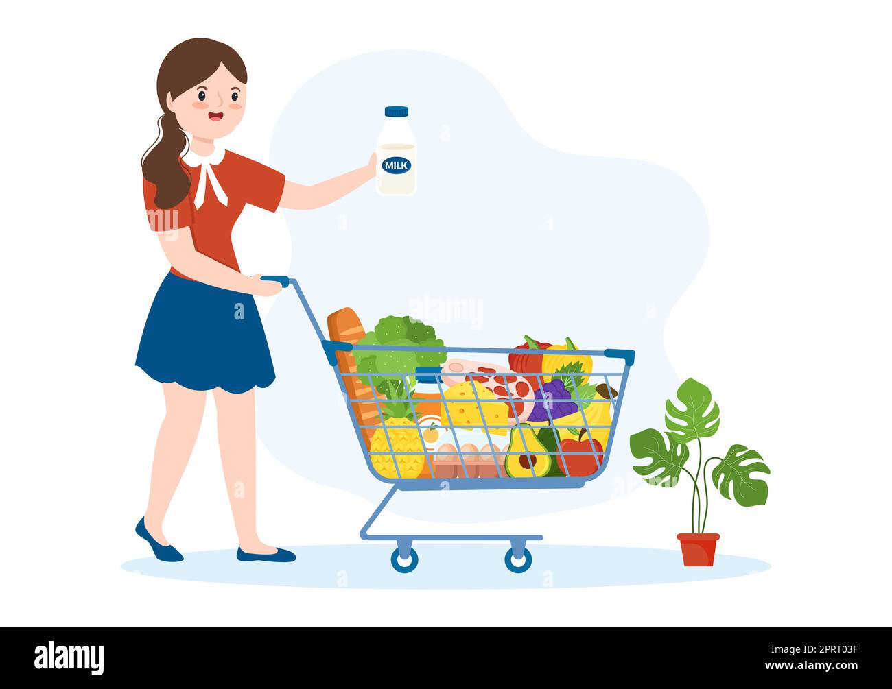 Grocery Store or Supermarket with Food Product Shelves, Racks Dairy ...