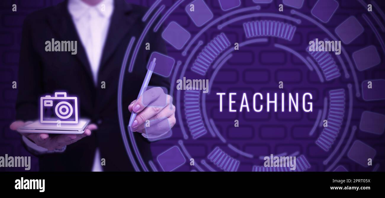Text sign showing Teaching. Concept meaning Act of giving information ...