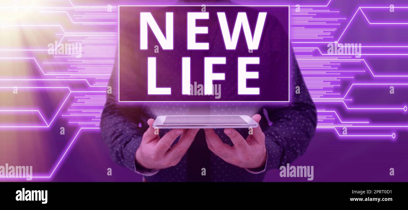 Text caption presenting New Life. Business approach start of change in ...