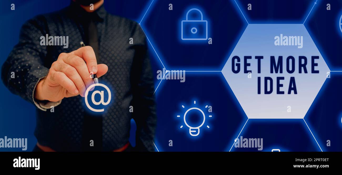 Text showing inspiration Get More Idea. Internet Concept Random Input Mind Map Picture Mock up ...