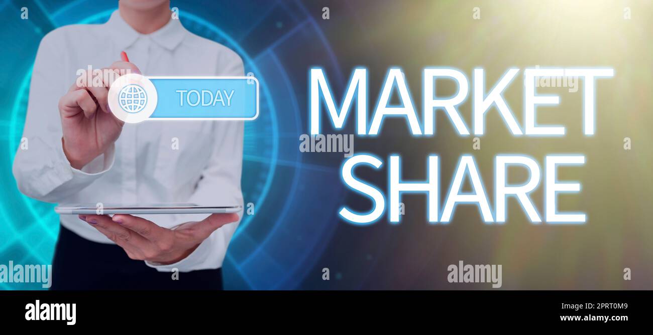 Text showing inspiration Market Share. Business showcase The portion of ...