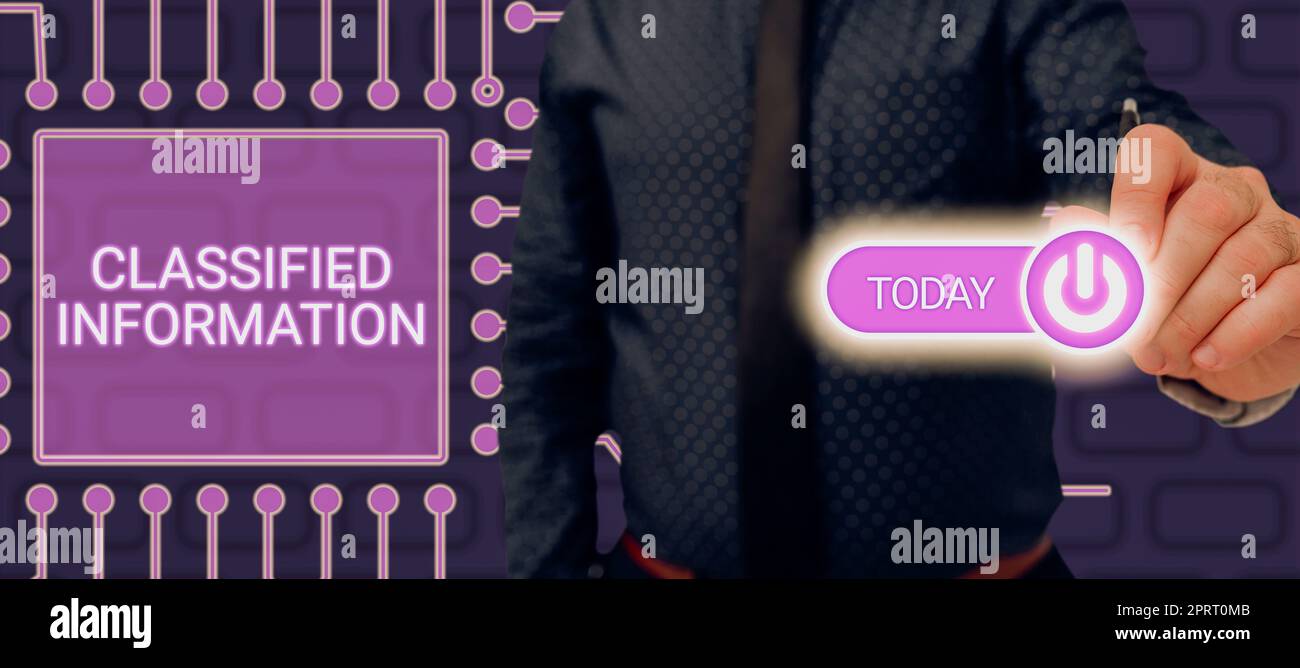 Conceptual caption Classified Information. Word Written on Sensitive ...