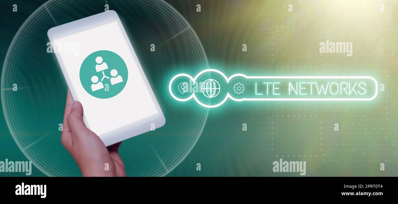 Hand Writing Sign Lte Networks Business Showcase Fastest Network Connection Available For