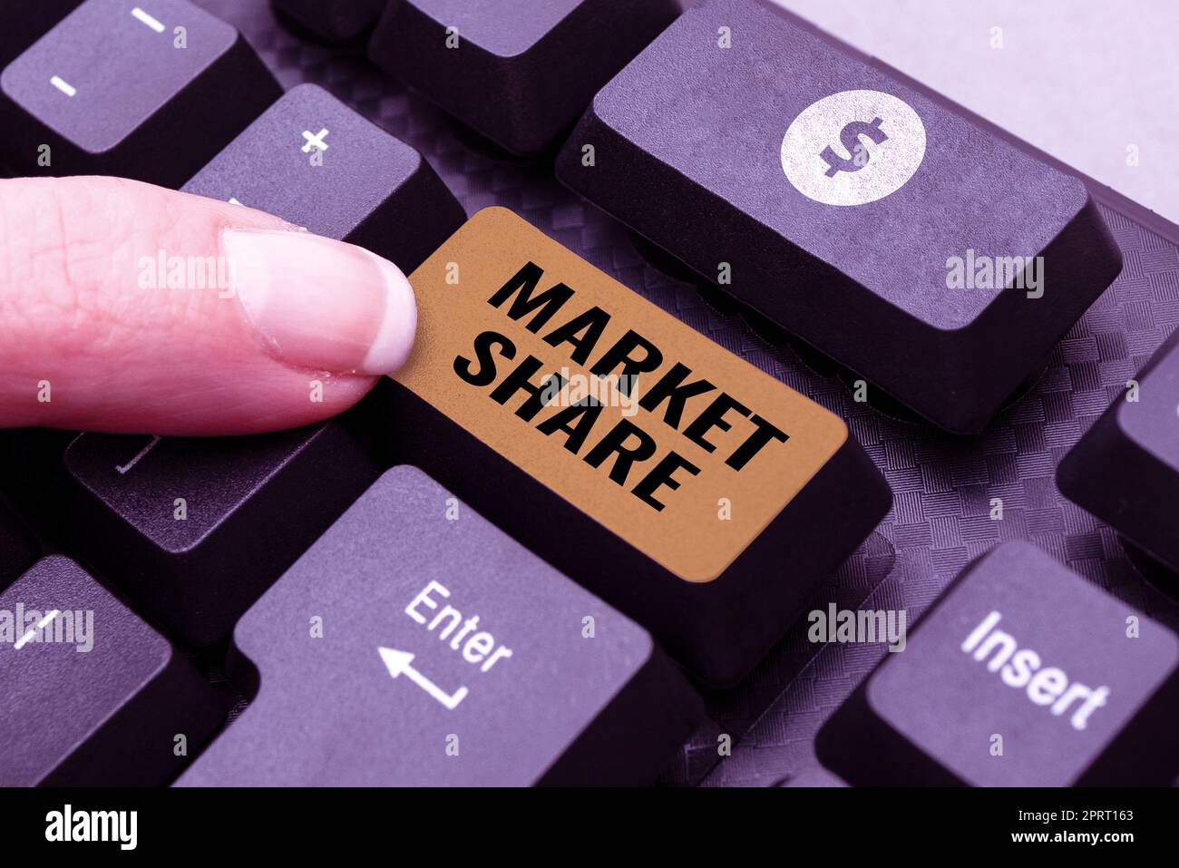 Sign displaying Market Share, Business overview The portion of a market ...