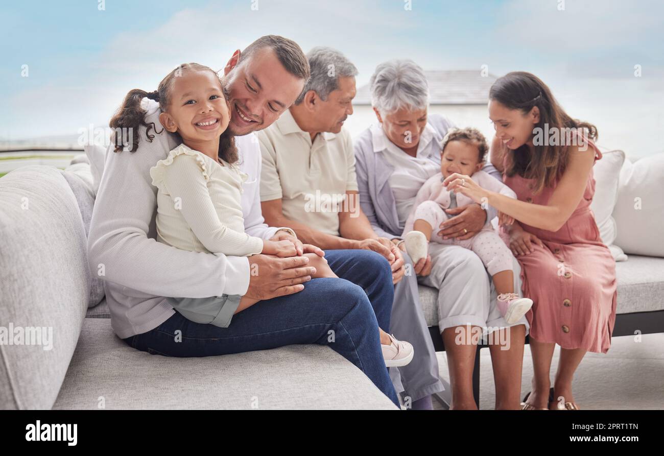 Family, children and love with a girl her father bonding together at ...