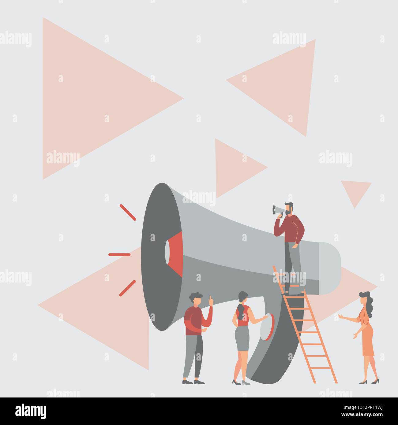 People Drawing Holding Their Megaphones Talking With Each Other Stock ...