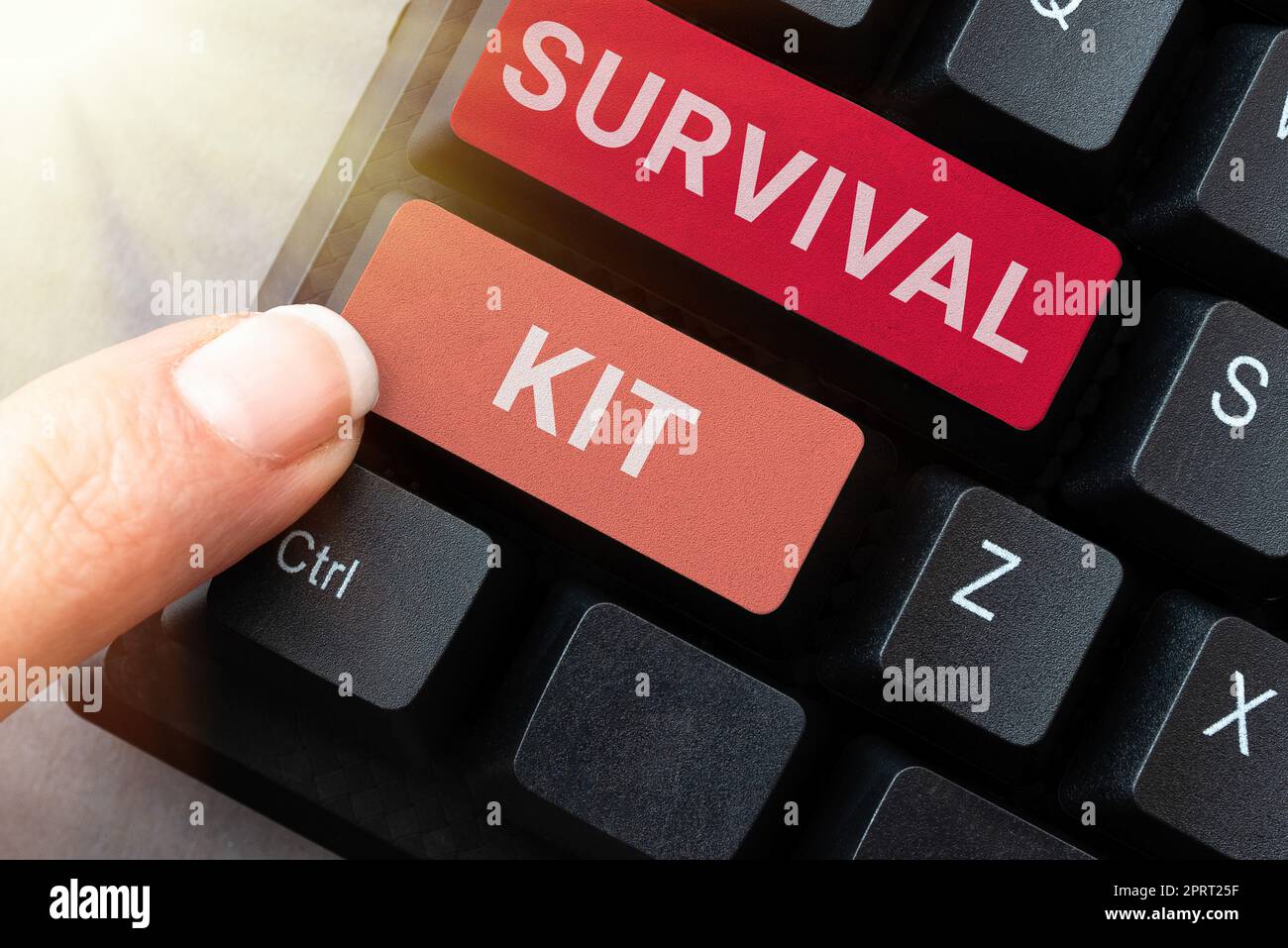 Sign displaying Survival Kit. Word Written on Emergency Equipment ...