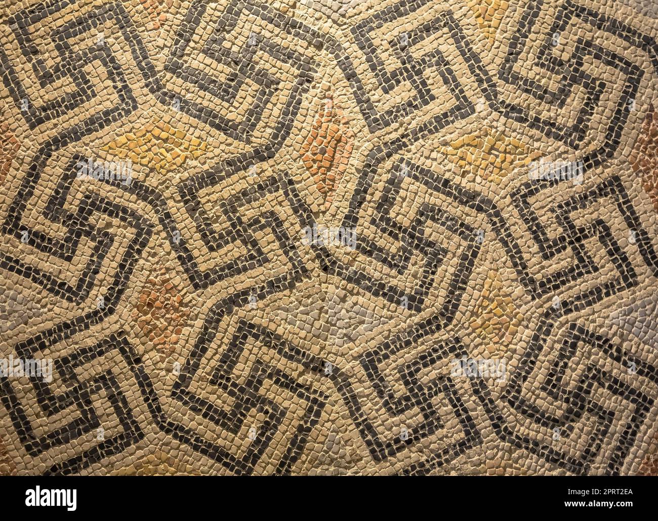 Swastika symbol in ancient Celtic mosaic decoration. Design for an old ...