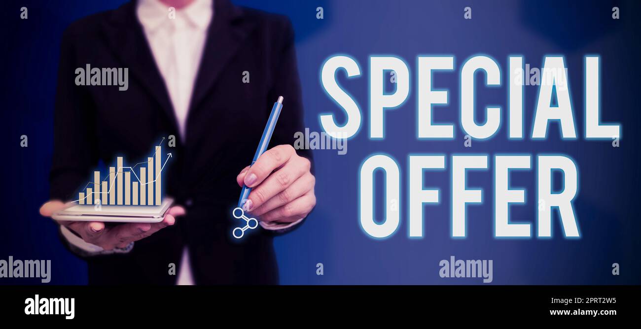 Text caption presenting Special Offer, Business approach Selling at a ...