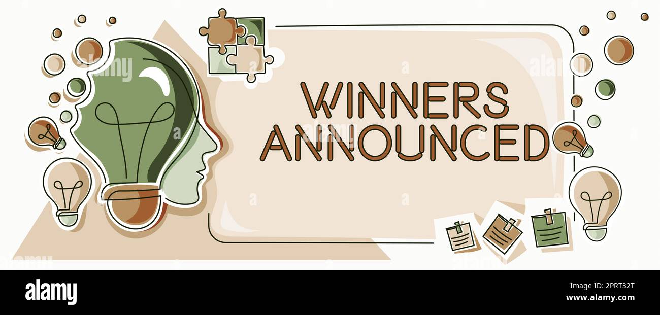 Conceptual display Winners AnnouncedAnnouncing who won the contest or ...