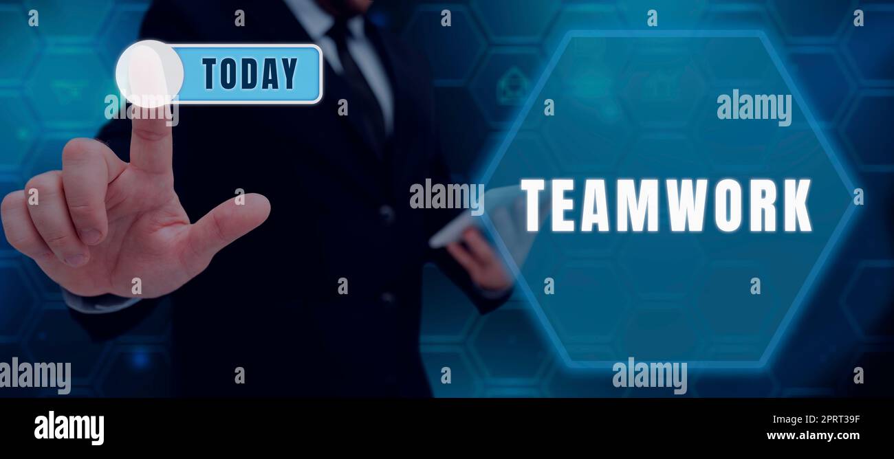 Sign displaying Teamwork, Concept meaning Group of showing who work ...