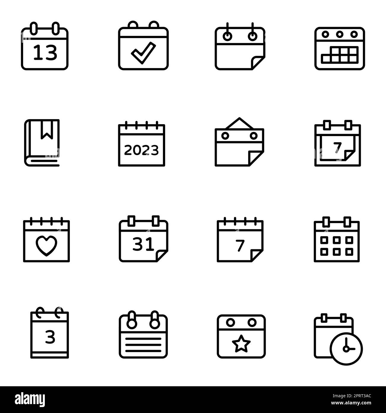 Set collection of calendar icons, calendar symbols set, time management ...