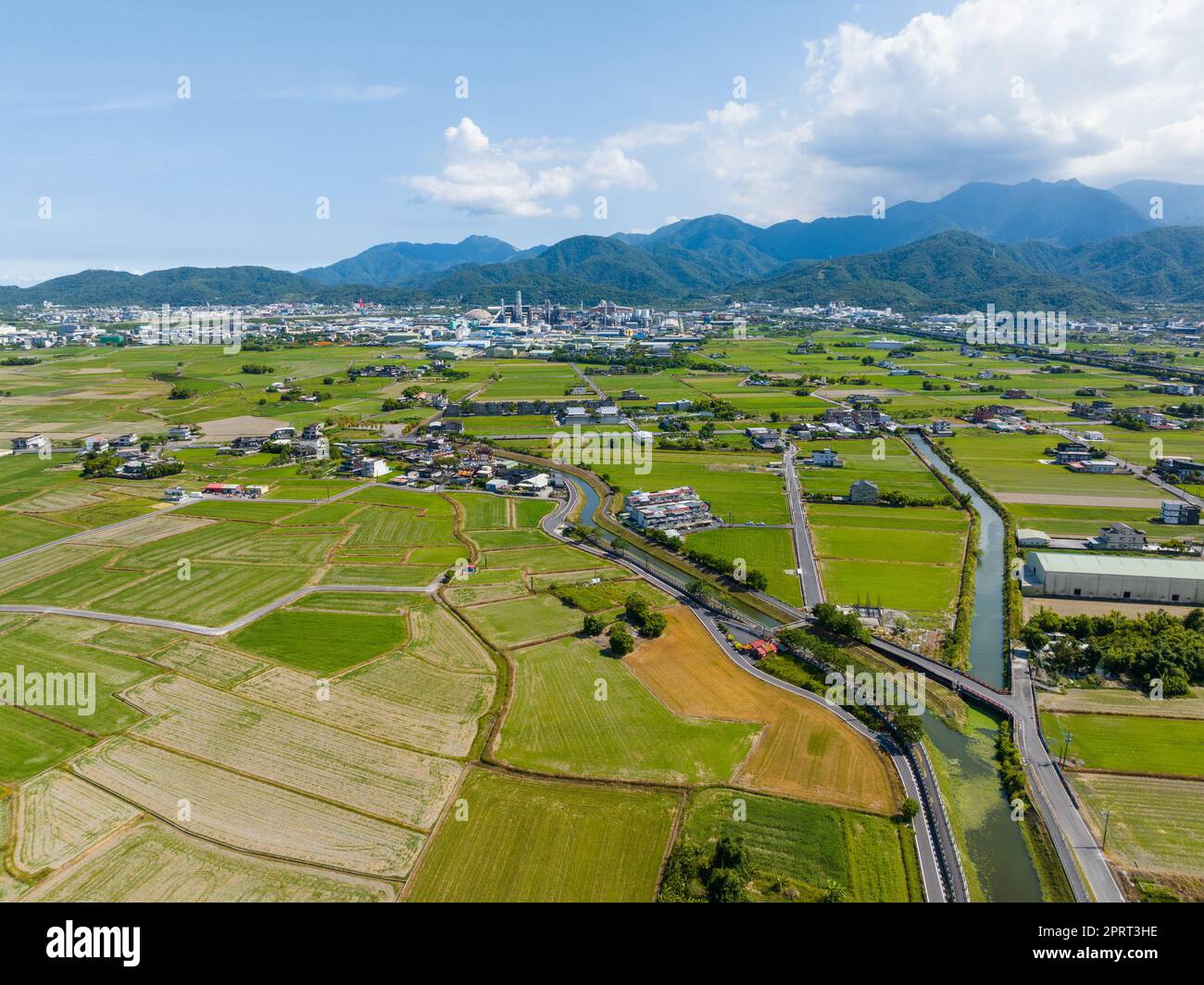 Top view of Dongshan rice meadow in Yilan of Taiwan Stock Photo - Alamy