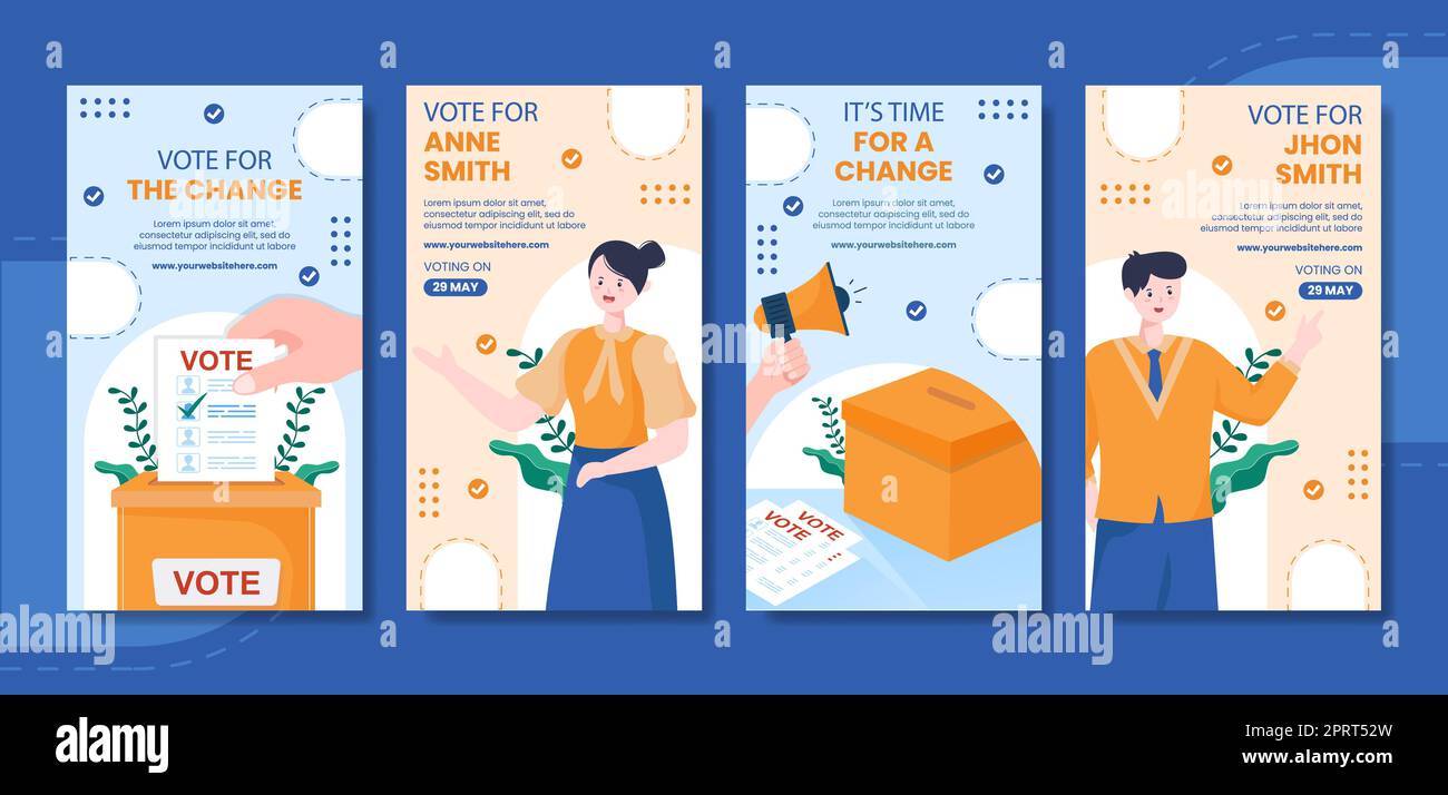 Election Day Political Social Media Stories Template Hand Drawn Cartoon ...