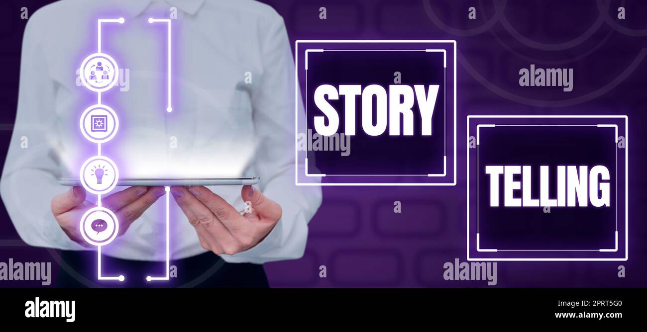 Sign displaying Story Telling, Conceptual photo method of limiting ...