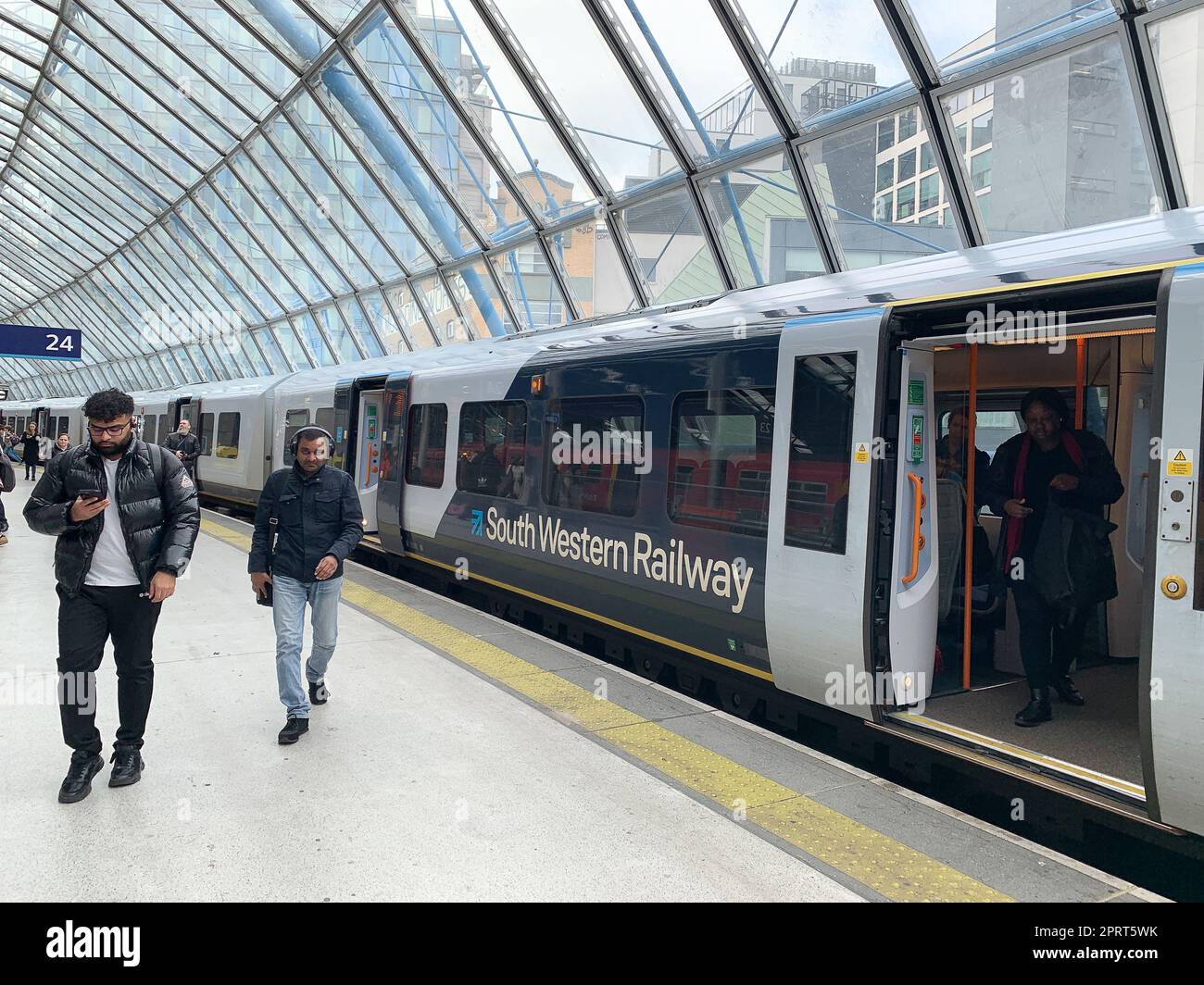Waterloo, London, UK. 24th April, 2023. Passengers arriving on a South ...