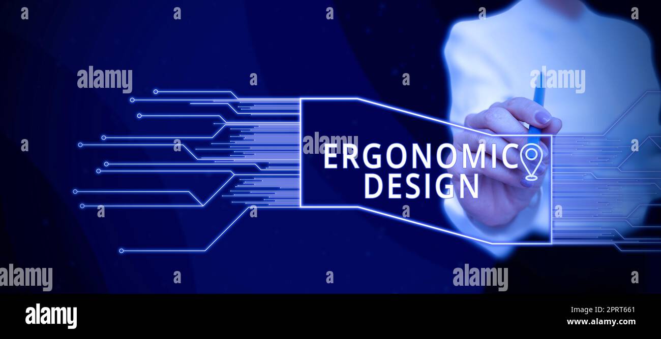Hand writing sign Ergonomic Design, Business approach invaluable tool ...