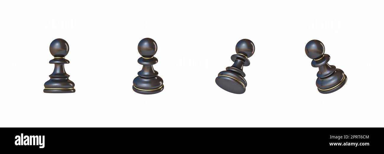 Black chess Pawn in four different angled views 3D rendering ...