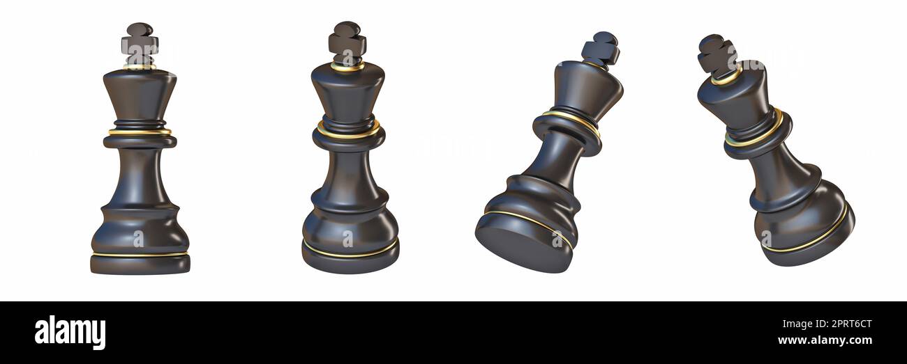 Black chess King in four different angled views 3D rendering ...
