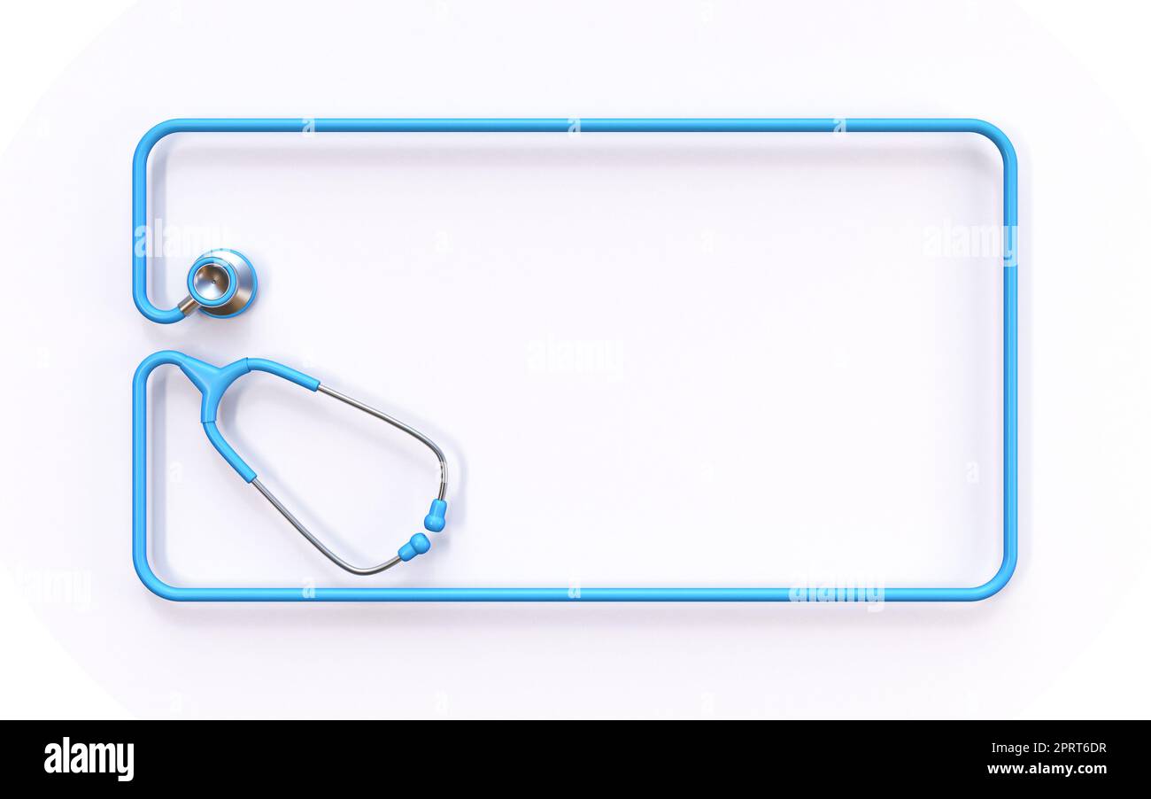 Rectangular horizontal stethoscope frame 3D rendering illustration ...