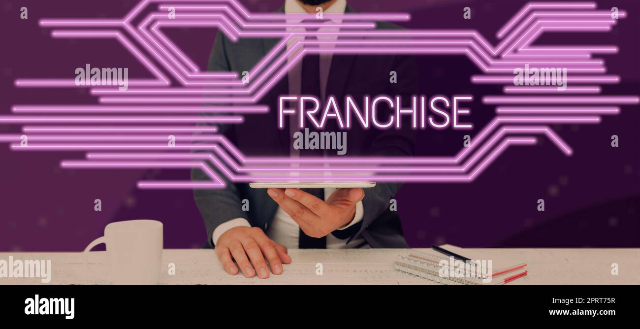 Inspiration showing sign Franchise, Word for give practical effect to ...