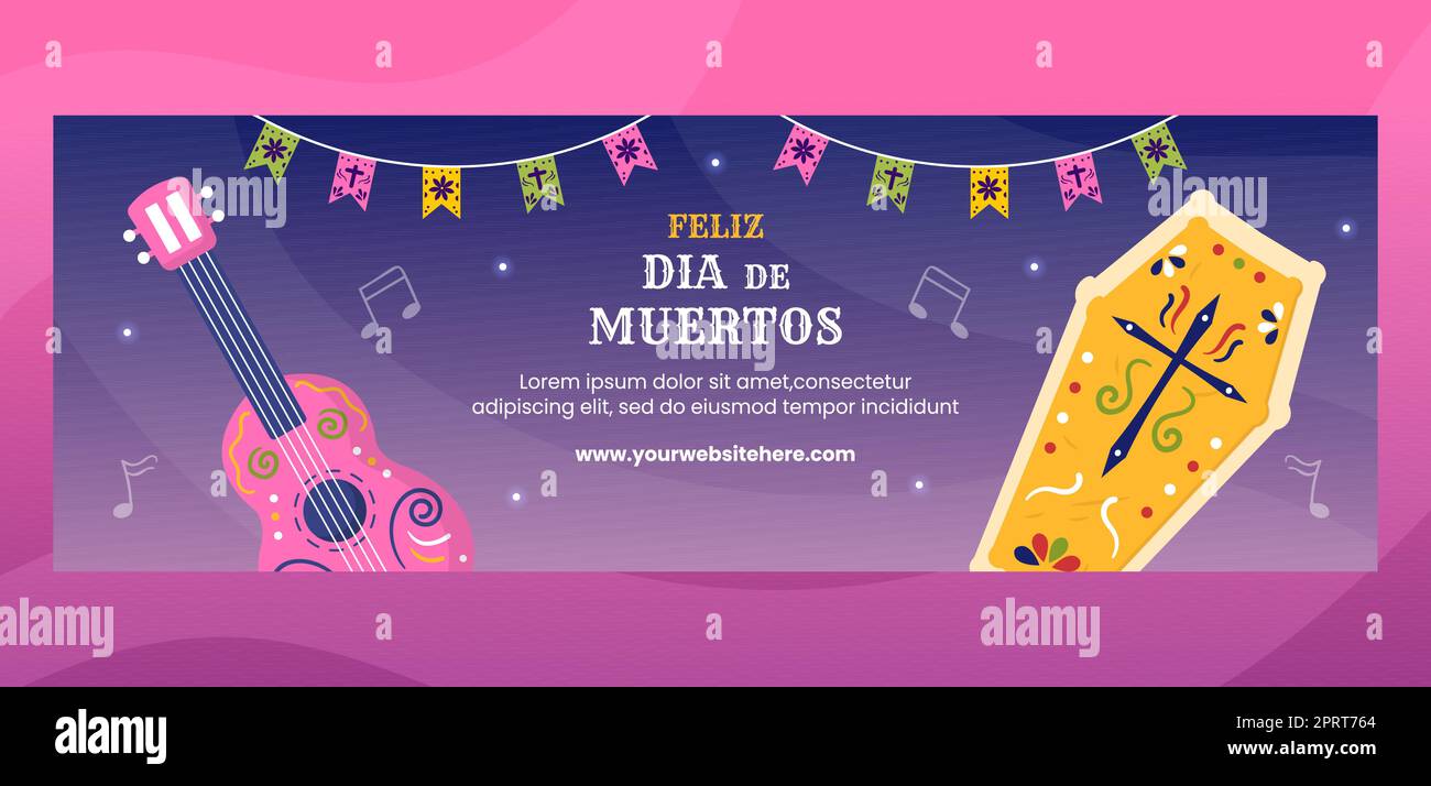 Dia De Los Muertos or Day of the Dead Header Cover Template Hand Drawn ...