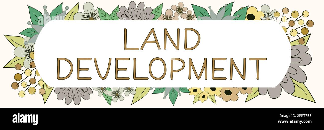 Sign displaying Land Development, Business overview learn to develop ...