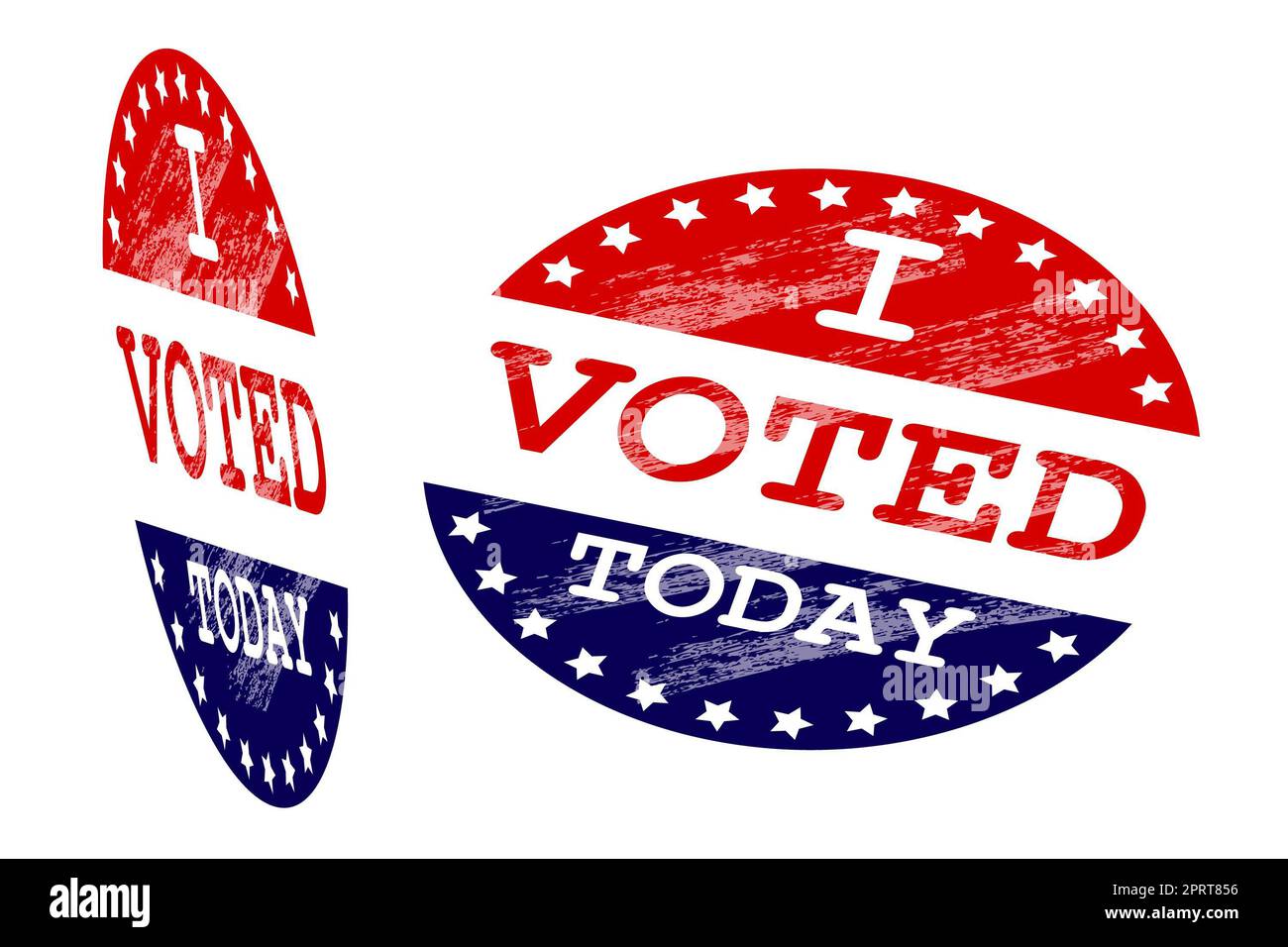 Two stickers with the inscription I voted today in a grunge style ...