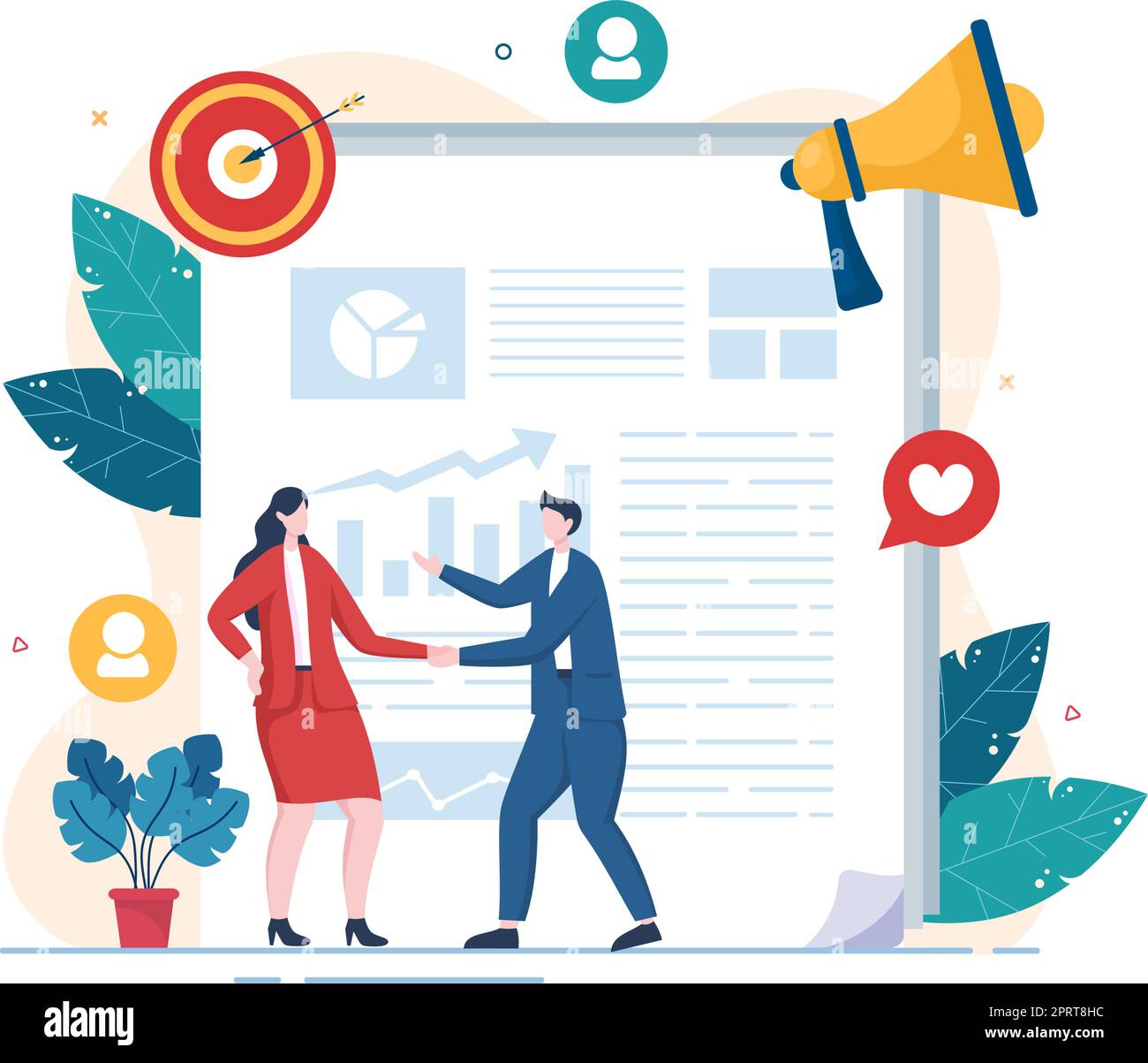 Public Relations Template Hand Drawn Cartoon Flat Illustration with ...