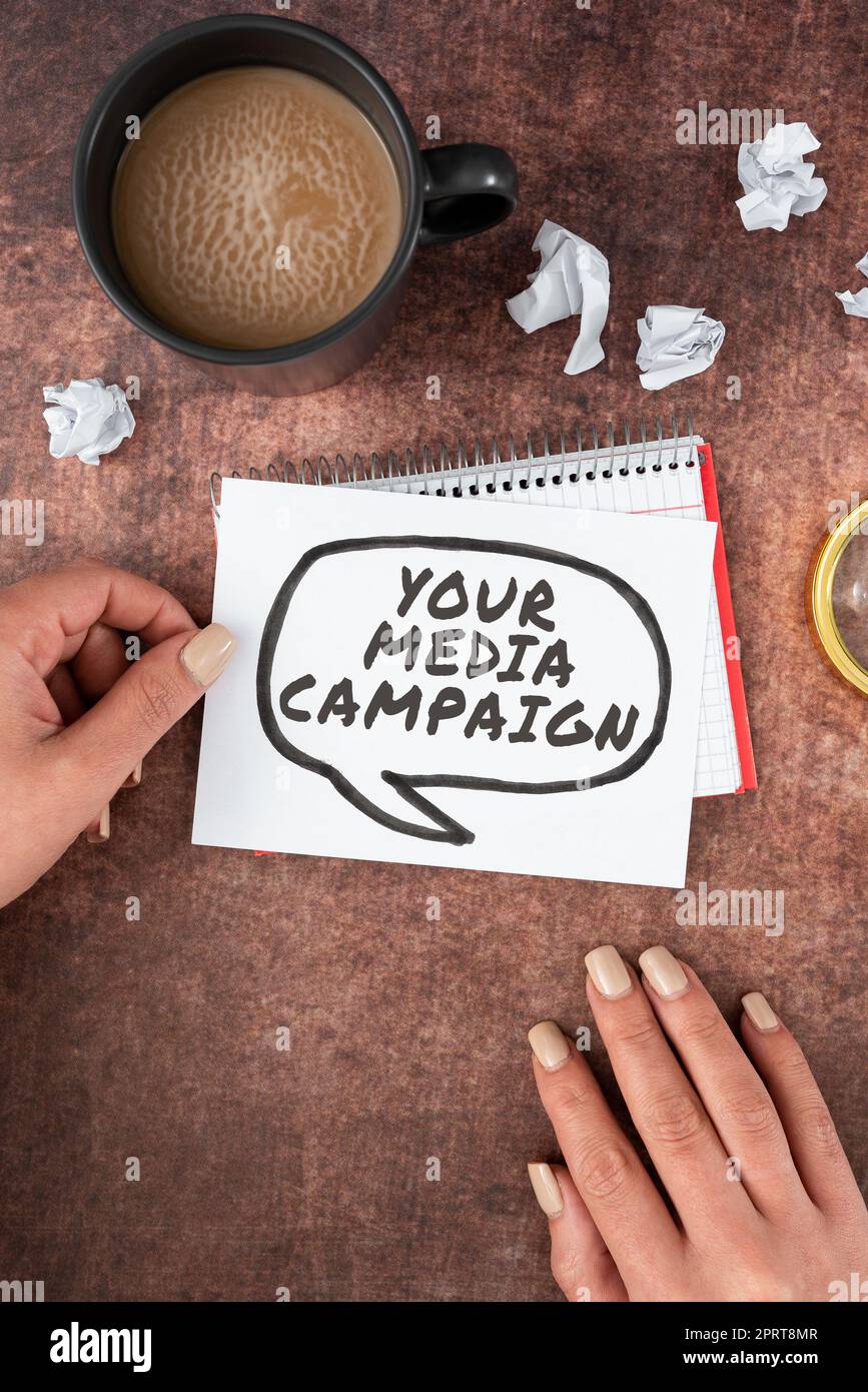 Text caption presenting Your Media Campaign, Business overview ...