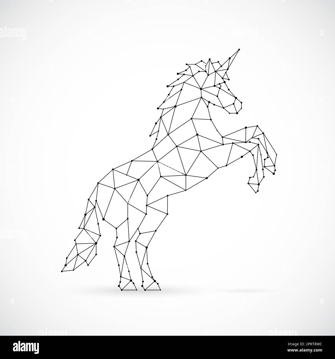 Geometric Unicorn silhouette. Image of Unicorn stands on its hind legs ...