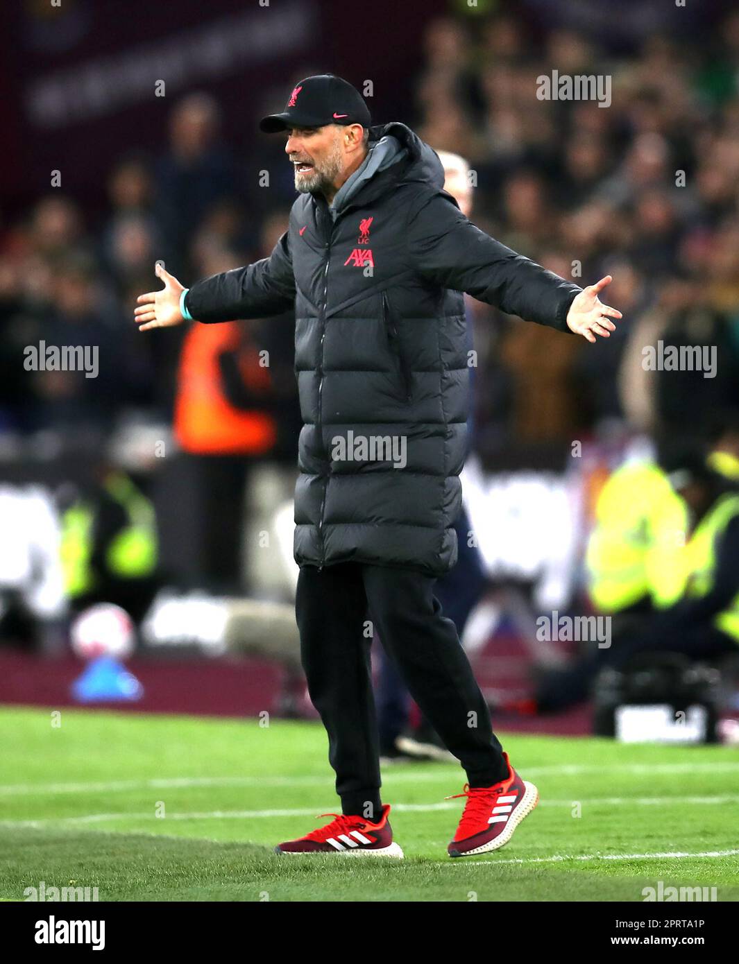 Liverpool manager Jurgen Klopp gestures on the touchline during the ...