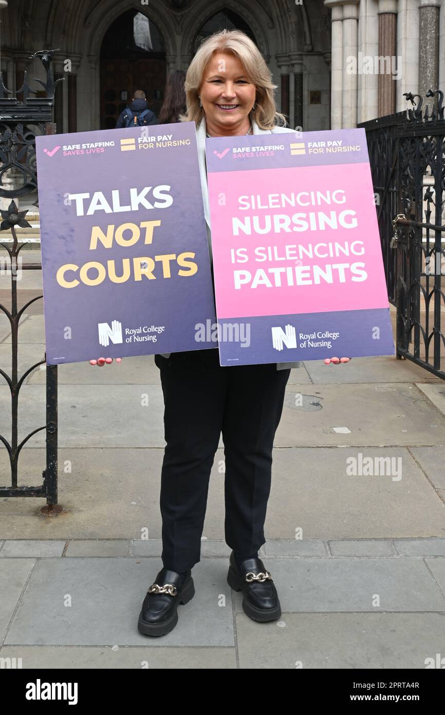 Royal Courts of Justice, London, UK. 27th Apr, 2023. Pat Cullen attends ...