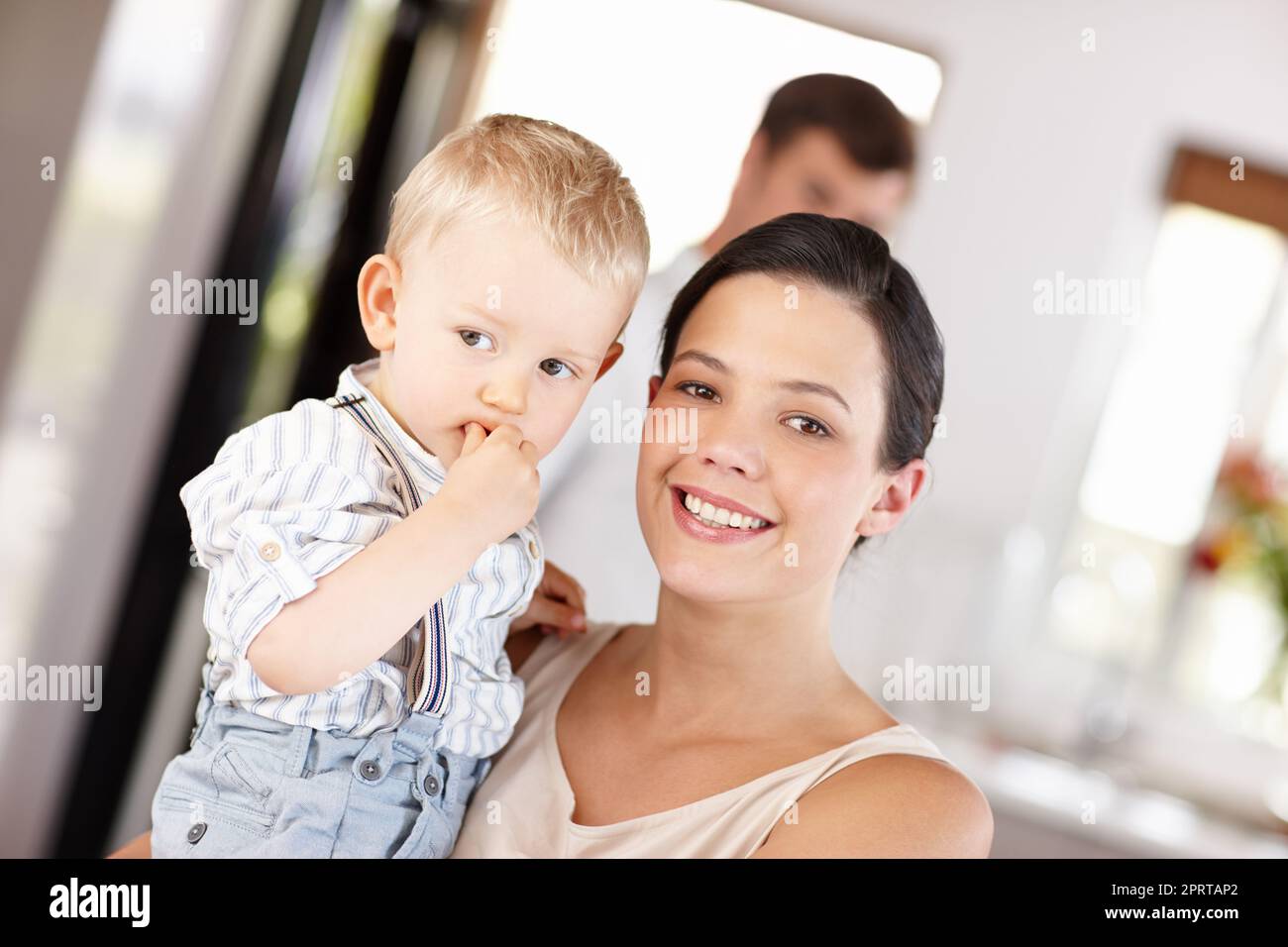 Being A Mother Is The Best Job A Mother And Son Bonding Indoors Stock