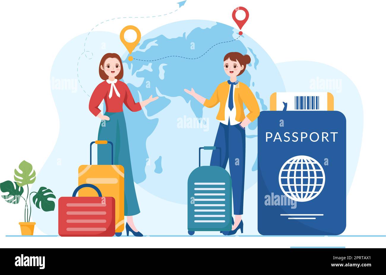 Immigration Template Hand Drawn Cartoon Flat Illustration of Document ...