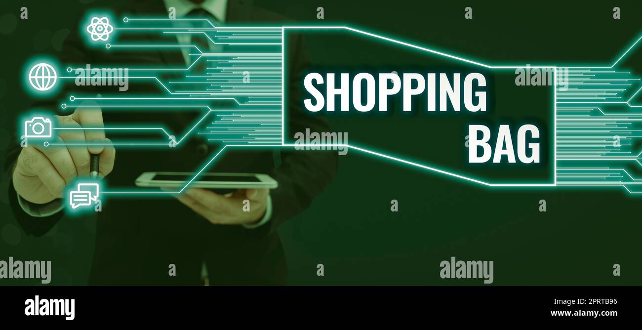 Inspiration showing sign Shopping Bag. Business idea Containers for ...