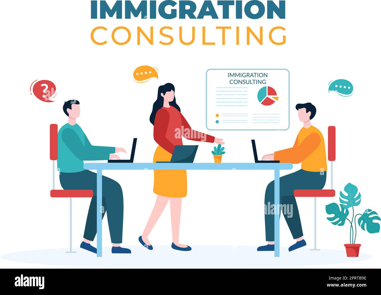Immigration Consultant Template Hand Drawn Cartoon Flat Illustration ...