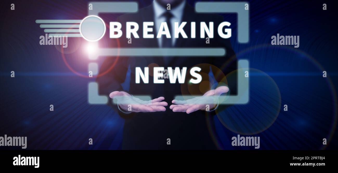 Handwriting text Breaking News. Concept meaning Special Report ...