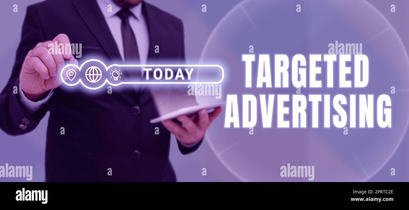 Hand writing sign Targeted Advertising. Business approach Online ...