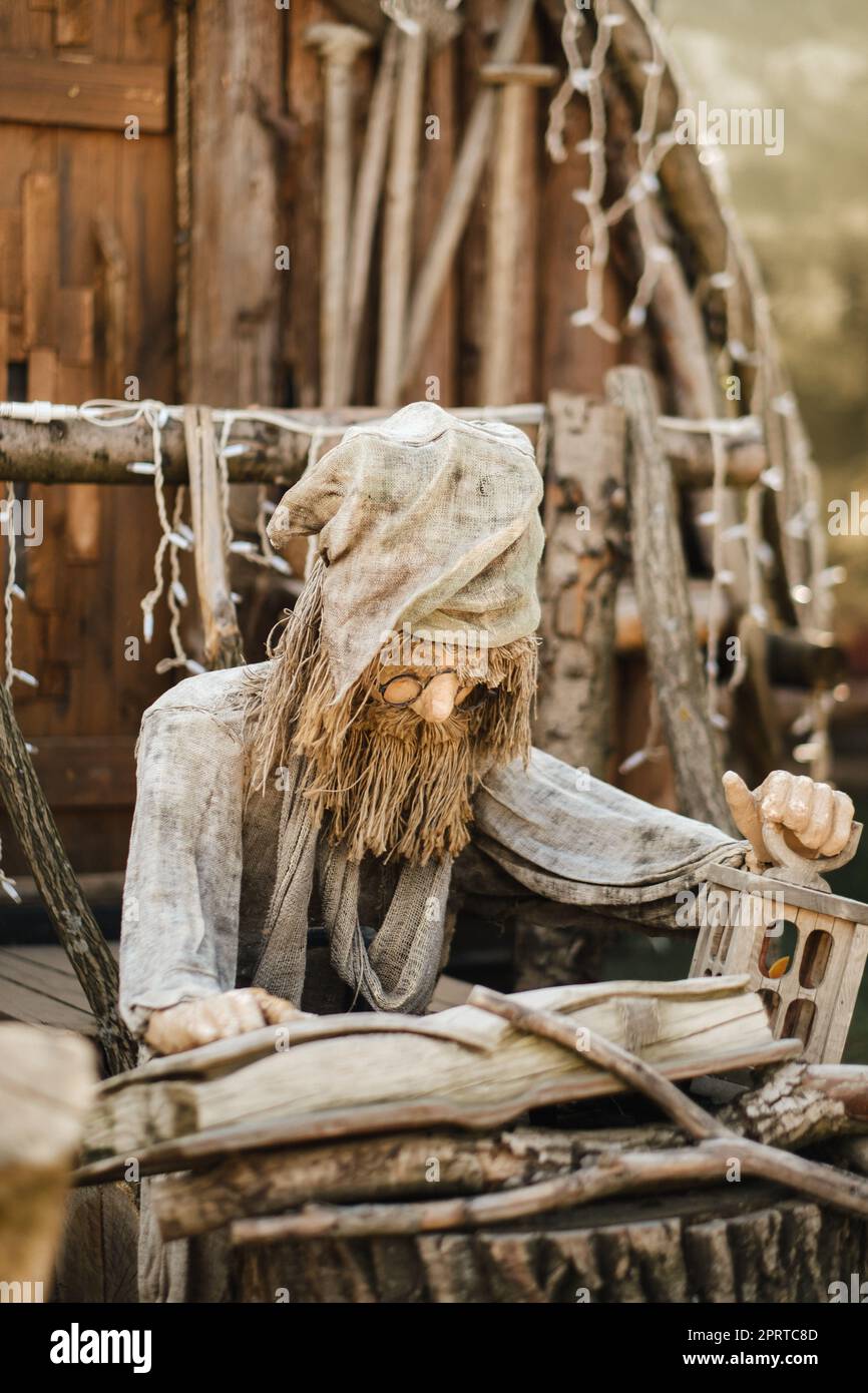 Sculptures of Cartoon characters made of wood and fabric Stock Photo ...