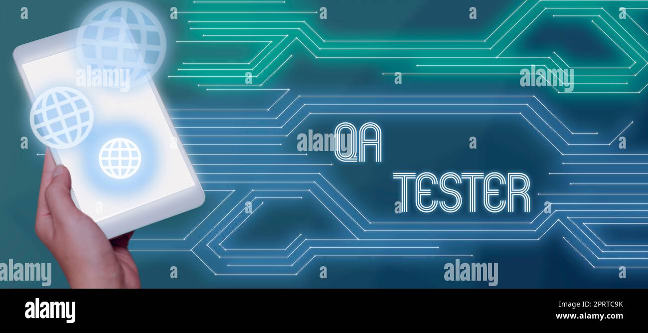 Text sign showing Qa Tester. Word Written on Quality assurance of an on ... Text sign showing Qa Tester. Word Written on Quality assurance of an on ...